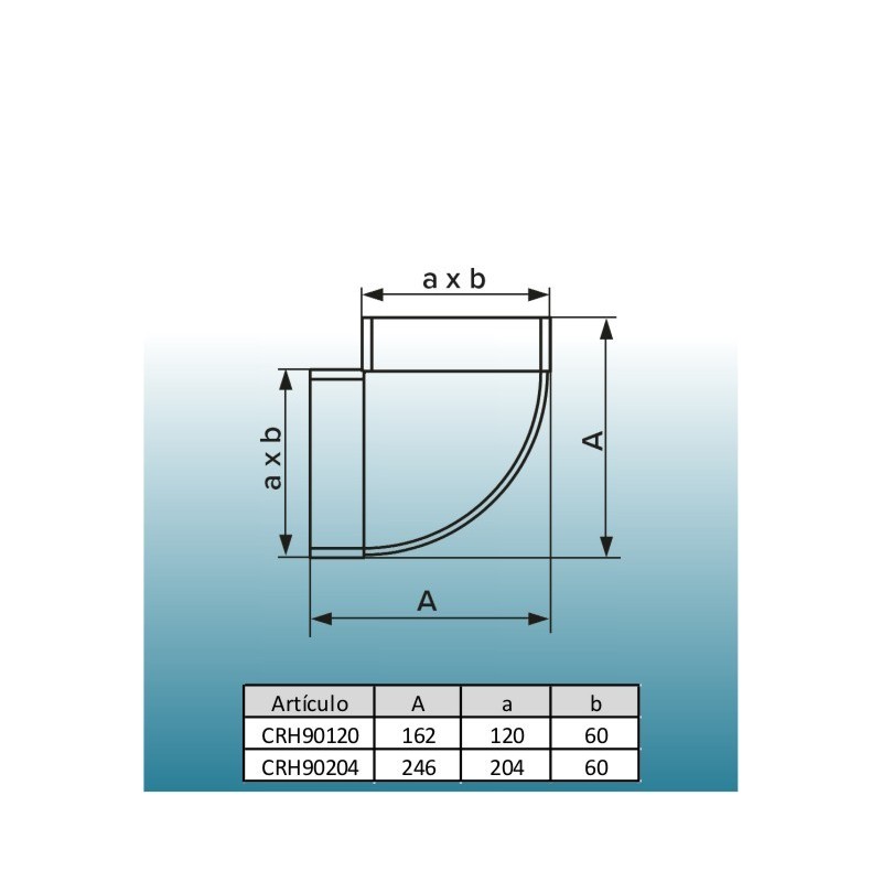 CODO RECTANGULAR HORIZONTAL 90º TERMOPLÁSTICO ABS | BRICOTUB - MINIVENT